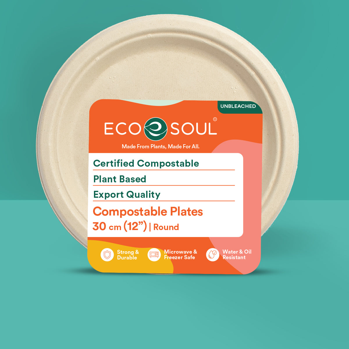 ECO SOUL | Bagasse Compostable Dinner Plates | 12" Round – ECOSOUL HOME ...